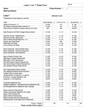 Fillable Online Lesson Tutor TM Order Form PO Fax Email Print - pdfFiller