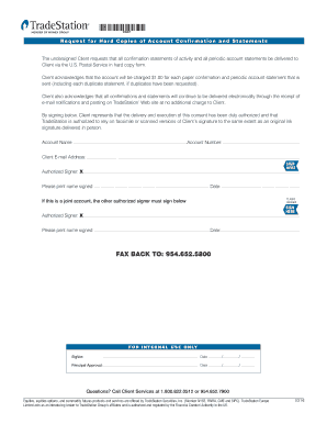 Fillable Online Request for Hard Copies of Account Confirmation and ...