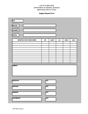 Fillable Online mcp maryland Supply Request Form - mcpmarylandgov Fax Email Print - pdfFiller