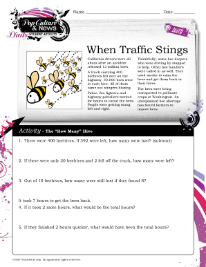 Bee Accident Activity Worksheet - Blank Fillable Template | Fill Out ...