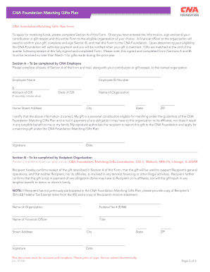 Fillable Online CNA Foundation Matching Gifts Plan - Double the ...