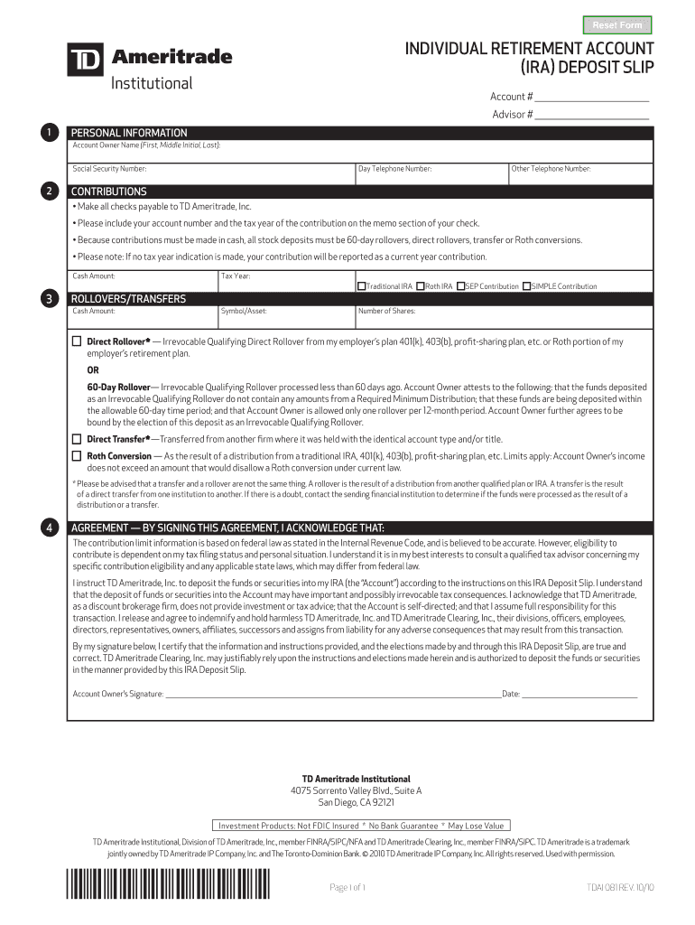 Fillable Online Make all checks payable to TD Ameritrade, Inc Fax Email Print - pdfFiller