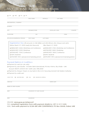Fillable Online gcaa gov McGillUAE Registration Form - gcaa gov Fax ...