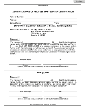 Fillable Online ZERO INDUSTRIAL PROCESS WASTEWATER DISCHARGE ...