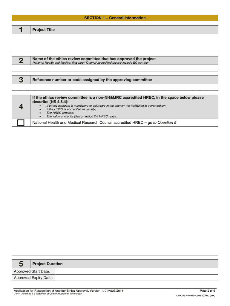 Fillable Online research curtin edu Application for recognition of ...