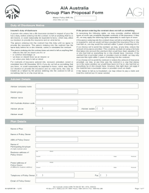 Fillable Online AIA Australia Group Plan Proposal Form ...