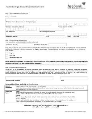 Fillable Online HSA Contribution Form - bCareFlexb Benefit Solutions ...