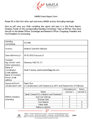 Fillable Online MMSA Event Report Form Please fill in this form after ...