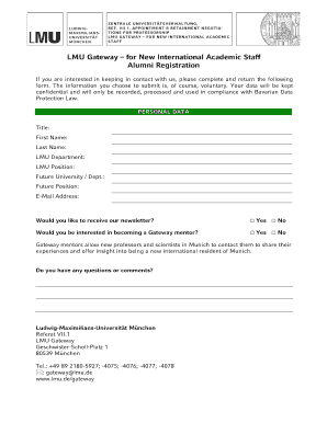 Fillable Online LMU Gateway for New International Academic Staff ...