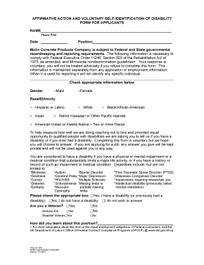 Fillable Online AFFIRMATIVE ACTION AND VOLUNTARY SELFIDENTIFICATION OF ...