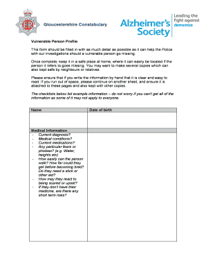 Fillable Online Vulnerable Person Profile This form should be filled in ...