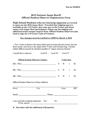 Fillable Online jaswdc 2016 Student Observer Application Form (.pdf ...