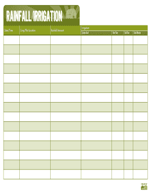 Fillable Online Irrigation DateTime CropPlot Location Rainfall Amount ...