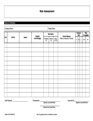 Fillable Online wrm abudhabi Risk Assessment - Abu Dhabi - wrm abudhabi ...