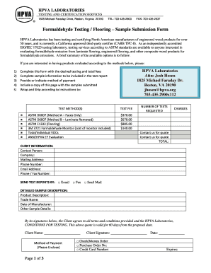 Fillable Online hpva Formaldehyde Testing Flooring Sample Submission ...