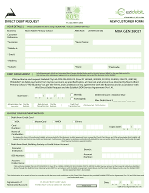 Fillable Online DIRECT DEBIT REQUEST NEW CUSTOMER FORM Ph Please Fax Email Print - pdfFiller