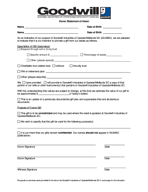 Fillable Online goodwillsc Donor Statement of Intent REV 2 - Goodwill ...