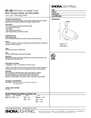 Fillable Online NTL-222 (200 Series Low Voltage Track) - Nora Lighting ...