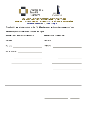Fillable Online CANDIDATE RECOMMENDATION FORM - bchambresfbbcomb Fax ...