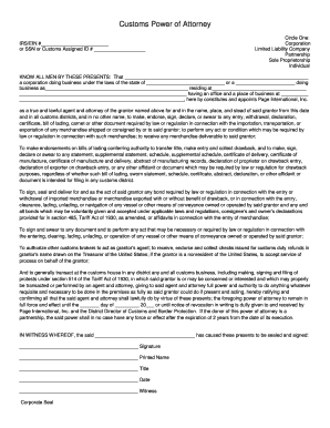 Fillable Online Customs Power of Attorney - bPageb International Fax ...