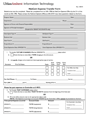 Fillable Online it umass Rev 1 NetCom Expense Transfer Form Fax Email ...