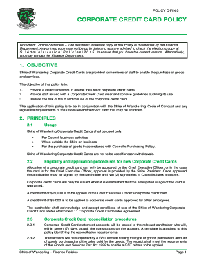 Fillable Online CF-7 Corporate Credit Card Policy - Approved 16-09-2013 ...