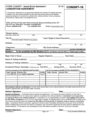 Fillable Online www2 isu How do I use a Consortium Agreement Fax Email ...