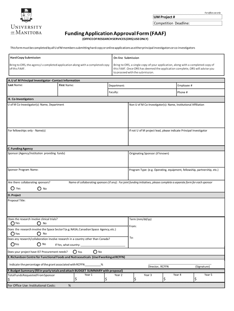 Fillable Online umanitoba UM Project # Fax Email Print - pdfFiller