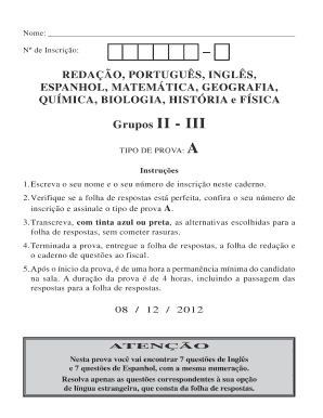 Fillable Online TIPO DE PROVA Fax Email Print - pdfFiller