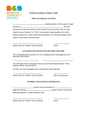 Fillable Online wearebcs PARENTGUARDIAN CONSENT FORM TRIPS AND SPECIAL ...