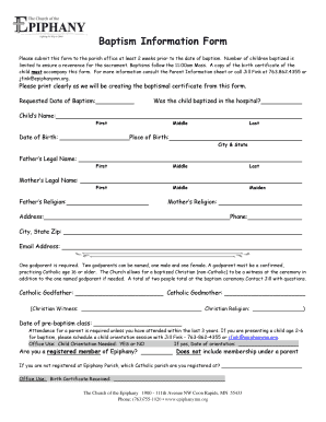 Fillable Online epiphanymn Baptism Information Form - bepiphanymnbborgb ...