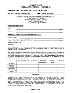 Fillable Online BID ENVELOPE Fax Email Print - pdfFiller