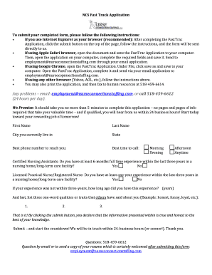 Fillable Online NCS Fast Track Application To form please follow the ...