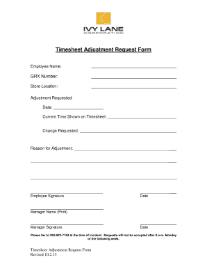 Fillable Online websites retailcatalog Timesheet Adjustment Request ...