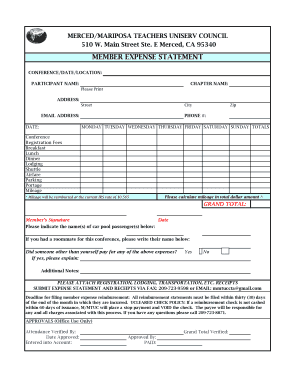 Fillable Online MEMBER EXPENSE STATEMENT - ctaeileentypepadcom Fax ...
