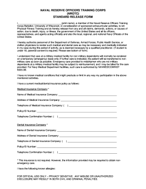 Fillable Online nrotc wisc (nrotc) standard release form - Naval ROTC ...