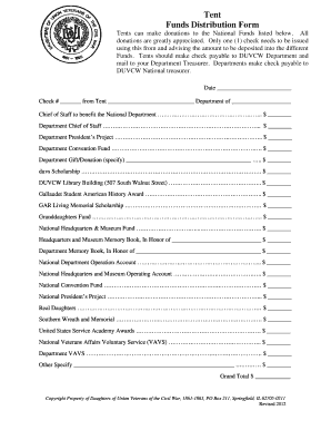 Fillable Online duvcw Tent Funds Distribution Form - duvcworg Fax Email ...