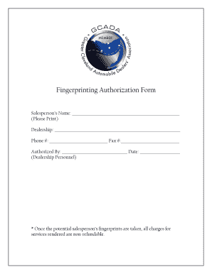 Fillable Online gcada Fingerprinting Authorization Form - GCADA Fax ...