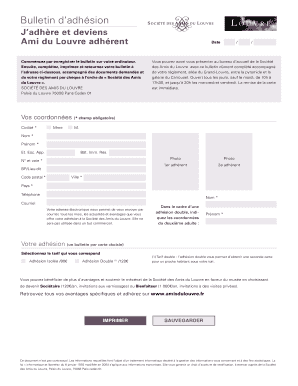 Remplissable En Ligne louvre T l charger le pdf Bulletin d'adh sion - Louvre Fax Email Imprimer ...