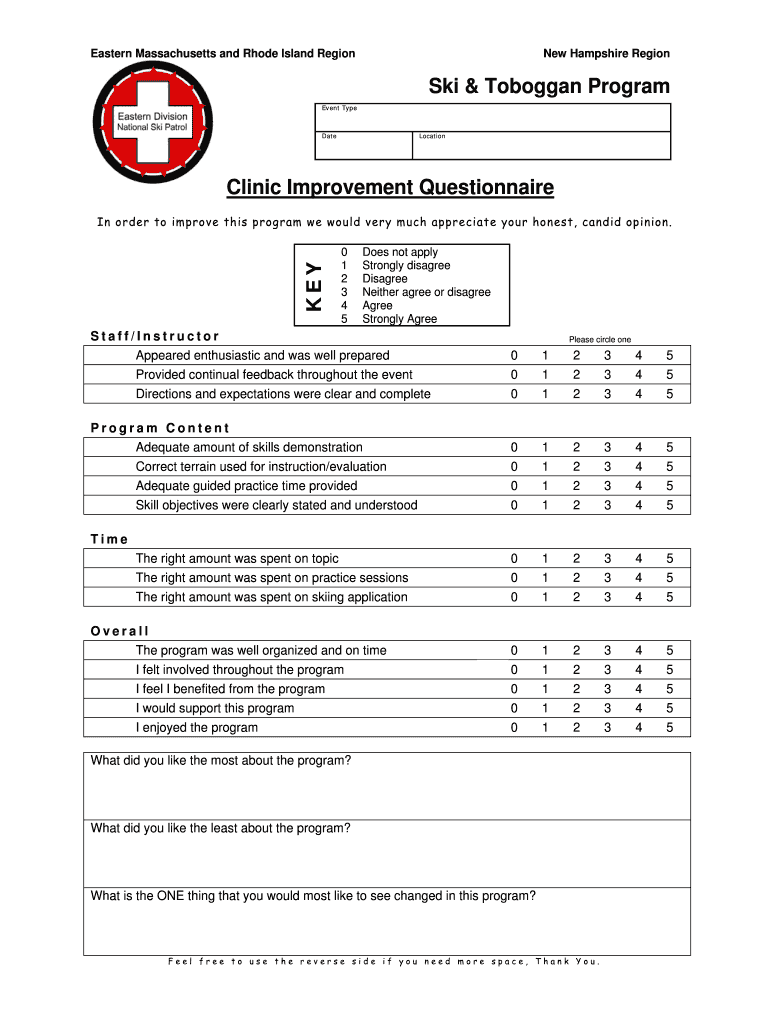 Fillable Online nhnsp Clinic Improvement bQuestionnaireb - New ...