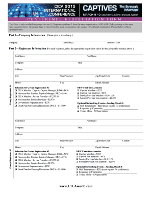 Fillable Online CICA 2015 International Conference Group Registration ...