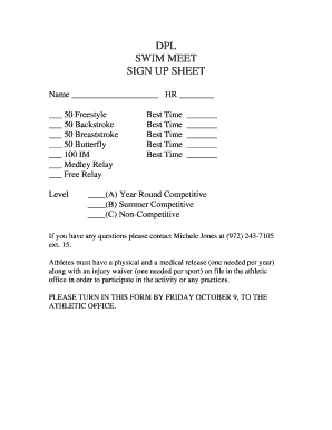 Fillable Online mischool DPL SWIM MEET SIGN UP SHEET - MIS - mischool ...