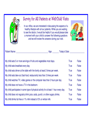 Fillable Online well child survey.doc Fax Email Print - pdfFiller