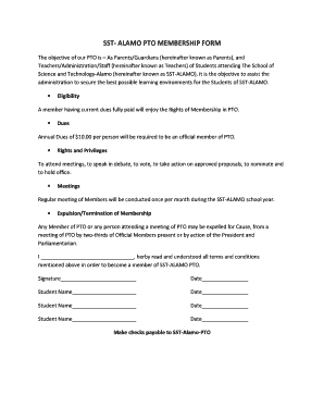Fillable Online SST- ALAMO PTO MEMBERSHIP FORM Fax Email Print - pdfFiller
