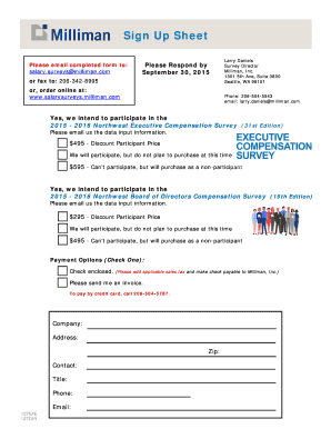 Fillable Online 2015-2016 EXE-DIR Sign-Up Sheet.pub - Milliman Salary ...