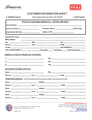 Fillable Online Customer Information Sheet ACCT-1008 2 Fax Email Print - pdfFiller