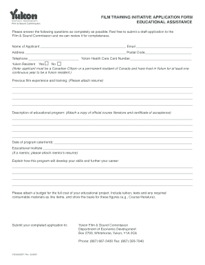 Fillable Online FILM TRAINING INITIATIVE APPLICATION FORM Fax Email ...