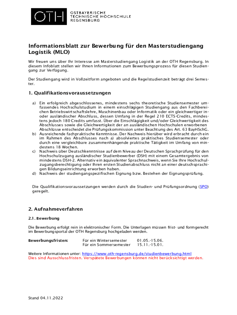 Fillable Online Informationsblatt zur Bewerbung fr den Master-Studiengang Fax Email Print ...