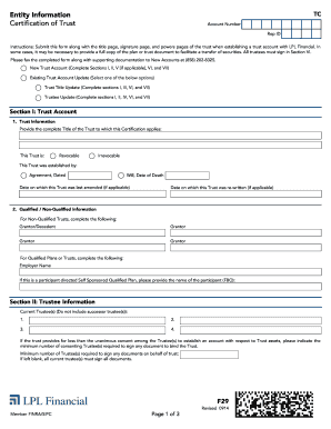 Fillable Online Entity Information Certification of Trust Account ...