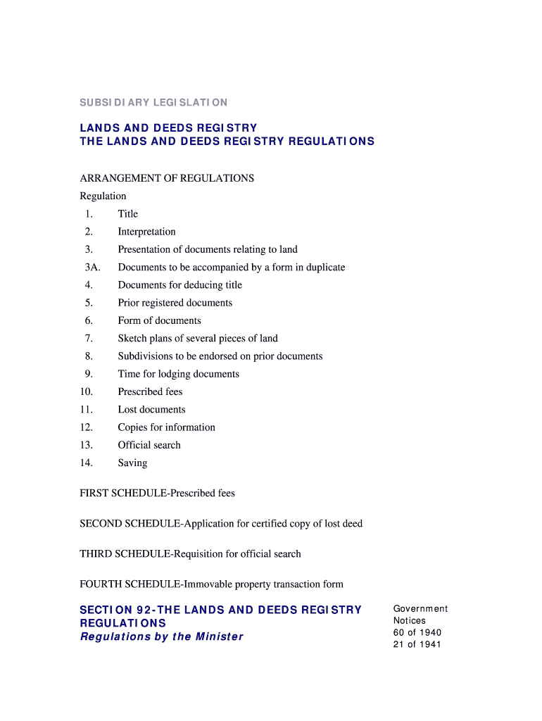 Fillable Online LANDS AND DEEDS REGISTRY Fax Email Print - pdfFiller